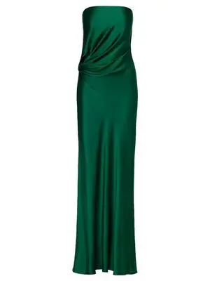 THE SEI Strapless Silk Maxi Dress - Green