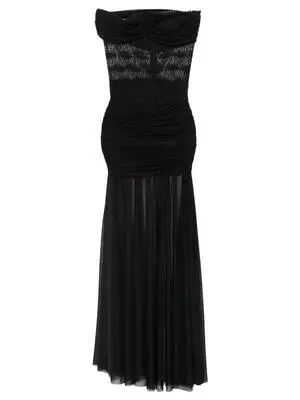 ATU BODY COUTURE Lace-paneled Mesh Maxi Dress - Black