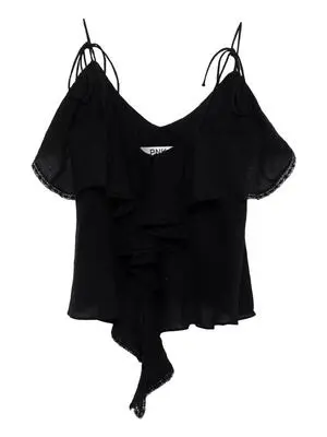 PNK Lace-detail Cotton Top - Black