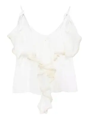 PNK Lace-detail Cotton Top - White