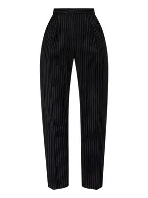Max Mara Pinstripe Wool Trousers - Black