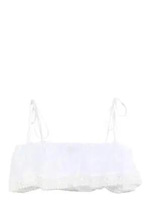 PNK Lace-trimmed Cotton Top - White