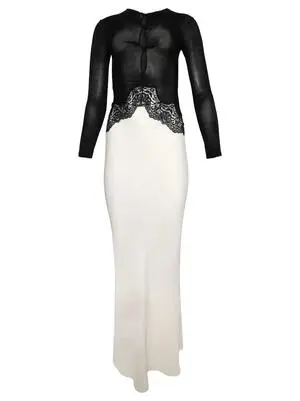 Christopher Esber Lace Trimmed Long-sleeve Dress - Black