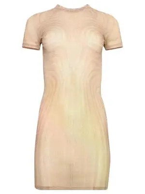 Jean Paul Gaultier Spiral-print Mini Dress - Neutrals