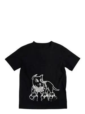 CHITÈ Dog-embroidered T-shirt - Black