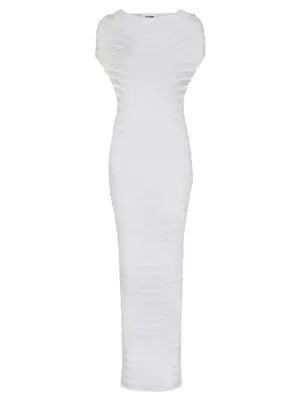 JEAN PAUL GAULTIER Striped Ribbed Maxi Dress - White