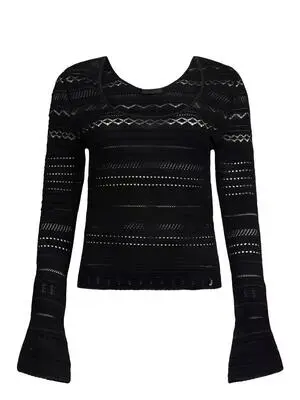 LIU JO Lace-Stitch Bell-Cuff Jumper