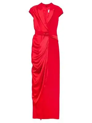 SILK LOVE & LACE Asymmetric Dress - Red