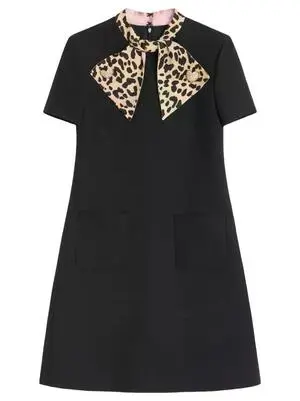Valentino Garavani Leopard-print Bow Mini Dress - Black