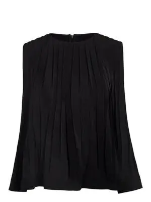 Vince Pleated Round-neck Top - Black