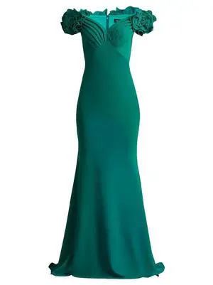 Tadashi Shoji Ruched Gown - Green