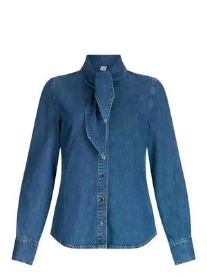 Liu Jo Denim Scarf Collar Shirt - Blue
