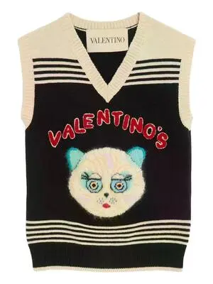 Valentino Garavani Le Chat De La Maison Embroidered Vest - Black