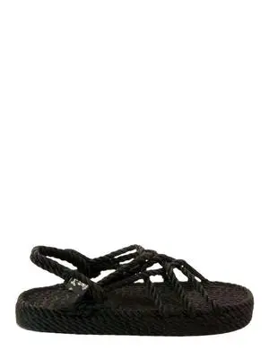 NOMADIC STATE OF MIND Rope-woven Flat Sandals - Black