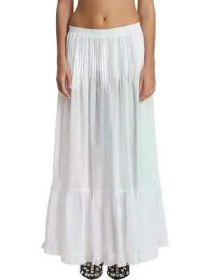 PNK Pleated Ruffled Maxi Skirt - White