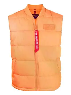 Alpha Industries Quilted Gilet With Logo Patch - Orange