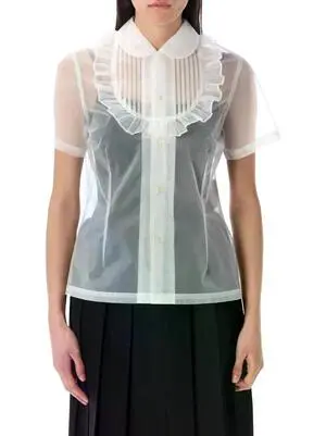 Comme Des Garçons Ruffled Sheer Shirt - White
