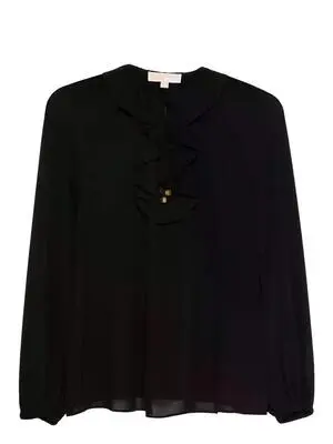 Michael Kors Ruffled-neck Blouse - Black