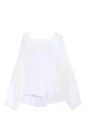 PNK Lace-insert Cotton Blouse - White