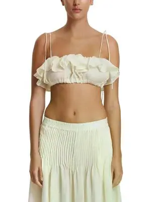 PNK Ruffled Trim Crop Top - Neutrals