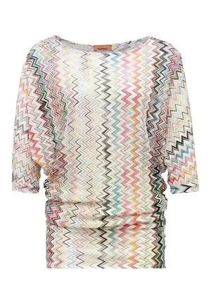 Missoni Zigzag-pattern Three-quarter-sleeve Top - White