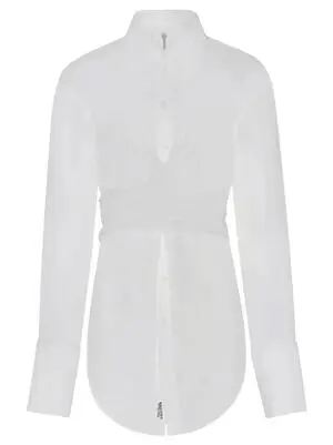 Jean Paul Gaultier Draped Zip-back Shirt Dress - White