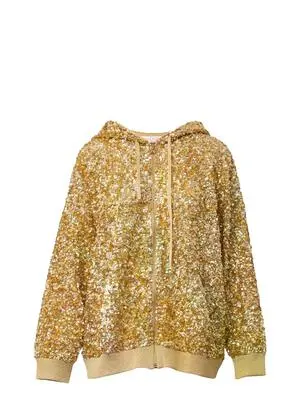 Valentino Garavani Sequinned Zip-up Hoodie - Gold