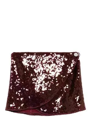 Oseree Sequin-embellished Wrap Skirt - Red