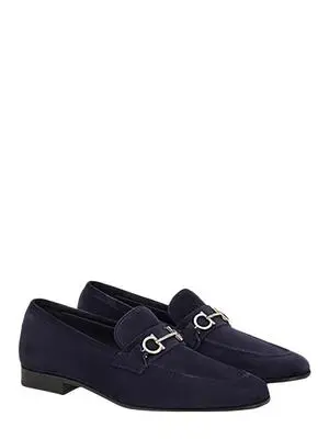 FERRAGAMO Balty 2vit Gancini Buckle Loafers - Navy