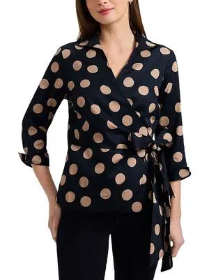 Foxcroft Salina Wrap Shirt Black/ Almond