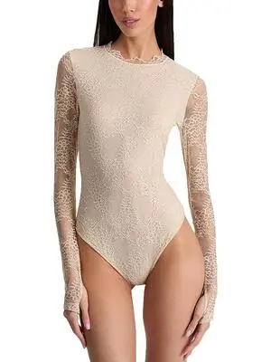 Alice + Olivia Taeyn Lace Bodysuit - Biscotti