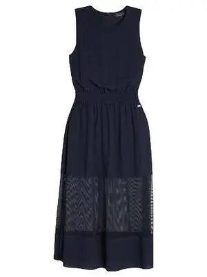 Armani Exchange Midi Flared Dress - Navy