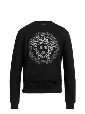 Versace Sweatshirt In Cotton Blend With Appliqués - Black