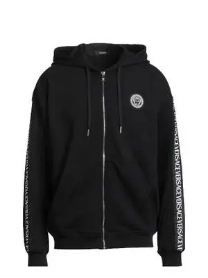 Versace Cotton Blend Zip-up Hoodie - Black