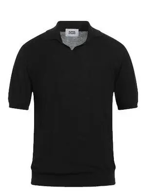 Alpha Studio ALPHA STUDIO Cotton Polo Collar Sweater Black