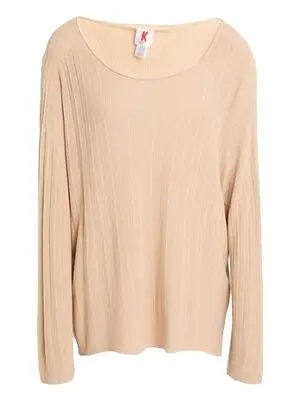 KONTATTO Knitted Scoop Neck Sweater - Beige