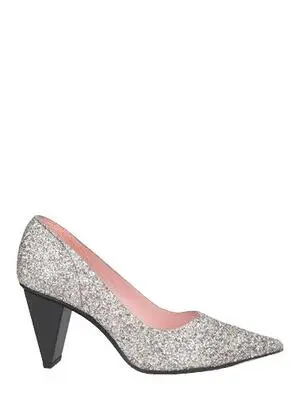 RAS Pumps In Coated Fabric With Geometric Heel - Silver