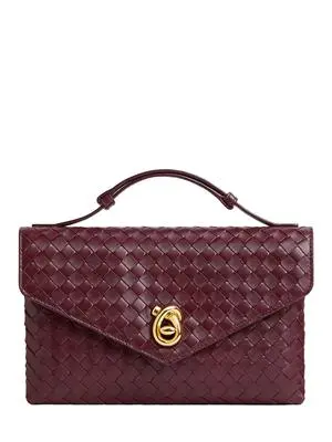 Bottega Veneta Bottega Veneta Leather Knot Lock Top Handle Bag Red