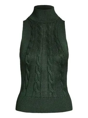 Ralph Lauren Silk High-Neck Sleeveless Sweater Green
