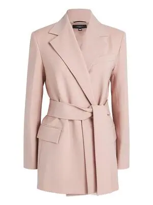 Max Mara Virgin Wool Belted Blazer - Pink