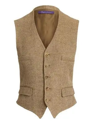 Ralph Lauren Linen Holland Barleycorn Tweed Waistcoat - Beige