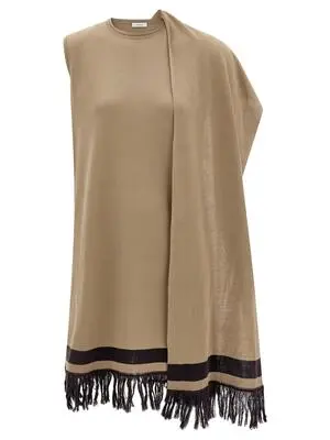 FERRAGAMO Mini Dress With Fringe Detail - Beige