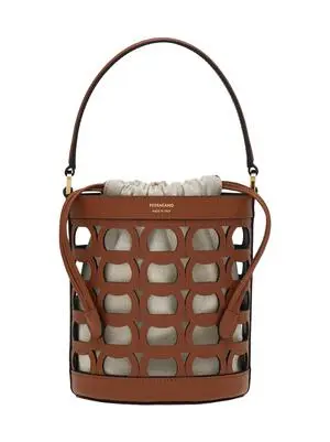 FERRAGAMO Gancini Laser-cut Bucket Bag - Brown