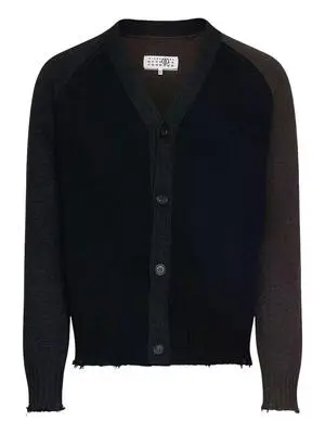 MAISON MARGIELA Color-block Distressed Cardigan - Black