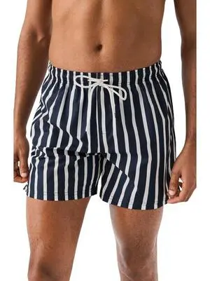 Eton Striped Swim Trunks Navy