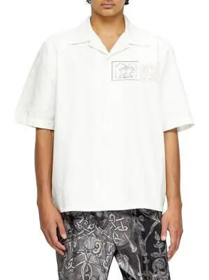 DIESEL® S-brack-a-hgbs Organic Cotton Bowling Shirt - White