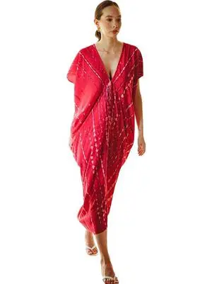 Pink Haley Madella Hand-dyed Kaftan Dress - Red
