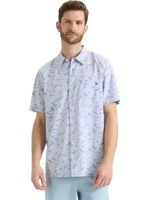SALT LIFE Tempting Tackle Woven Short Sleeve Shirt - Cloud Grey