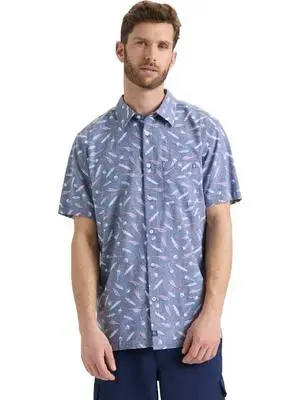 SALT LIFE Tempting Tackle Woven Short Sleeve Shirt - Navy