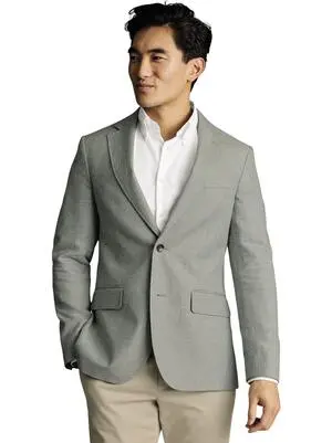 CHARLES TYRWHITT Linen Cotton Slim Fit Jacket Sage Green
